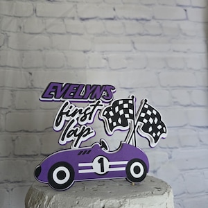 FIRST LAP 1ST LAP Around the Track Fast One Birthday Cake Topper Banner ...