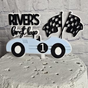 FIRST LAP 1ST LAP Around the Track Fast One Birthday Cake Topper Banner ...