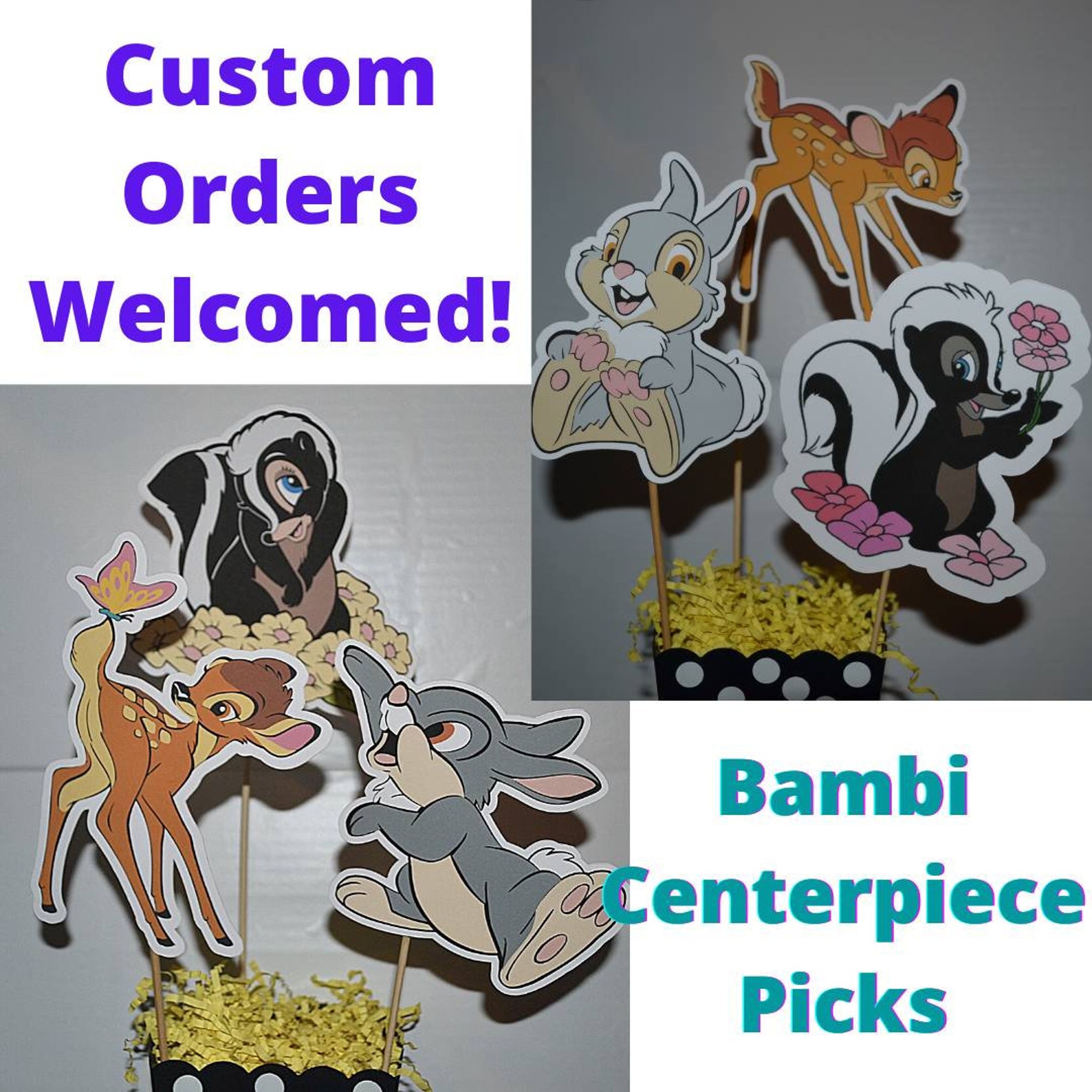 BAMBI THUMPER CUTOUTS Centerpiece Cut Outs Shower Bambi | Etsy