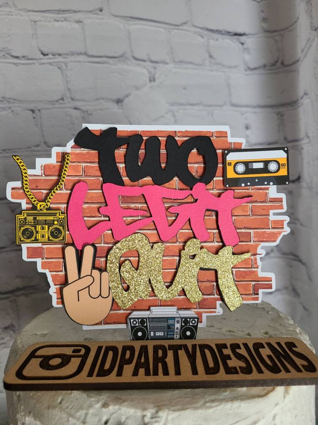TWO LEGIT to QUIT Cake Topper Cupcake Toppers Boom Box 90s Themed I ...