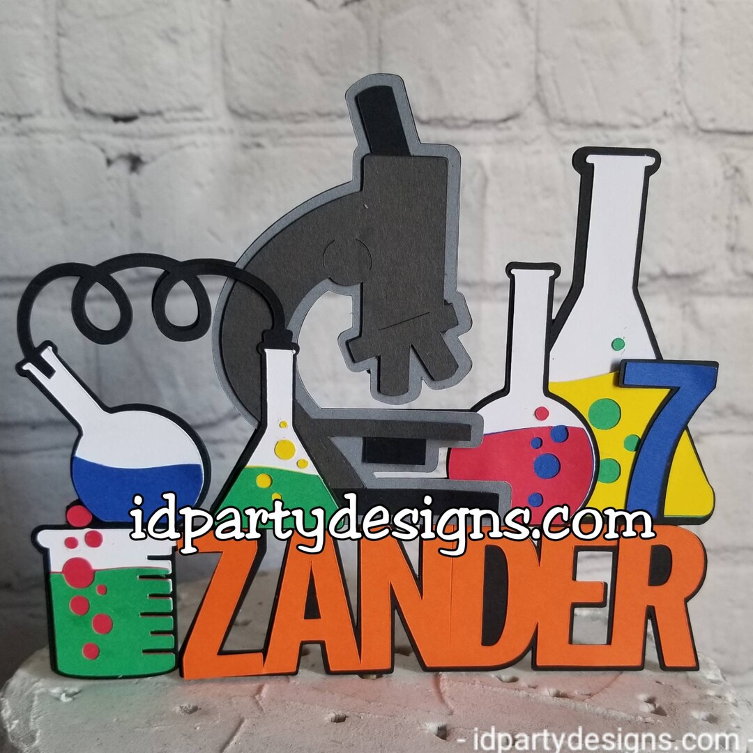 MAD SCIENTIST SCIENCE Cake Topper Banner Stem School Unique Theme ...