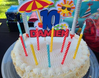 Pool Party Birthday Cake Topper Summer Theme Party Decoration Beach ...