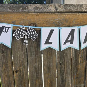 FIRST LAP 1ST LAP Around the Track Fast One Birthday Cake Topper Banner ...