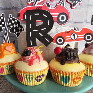 FIRST LAP 1ST LAP Around the Track Fast One Birthday Cake Topper Banner ...