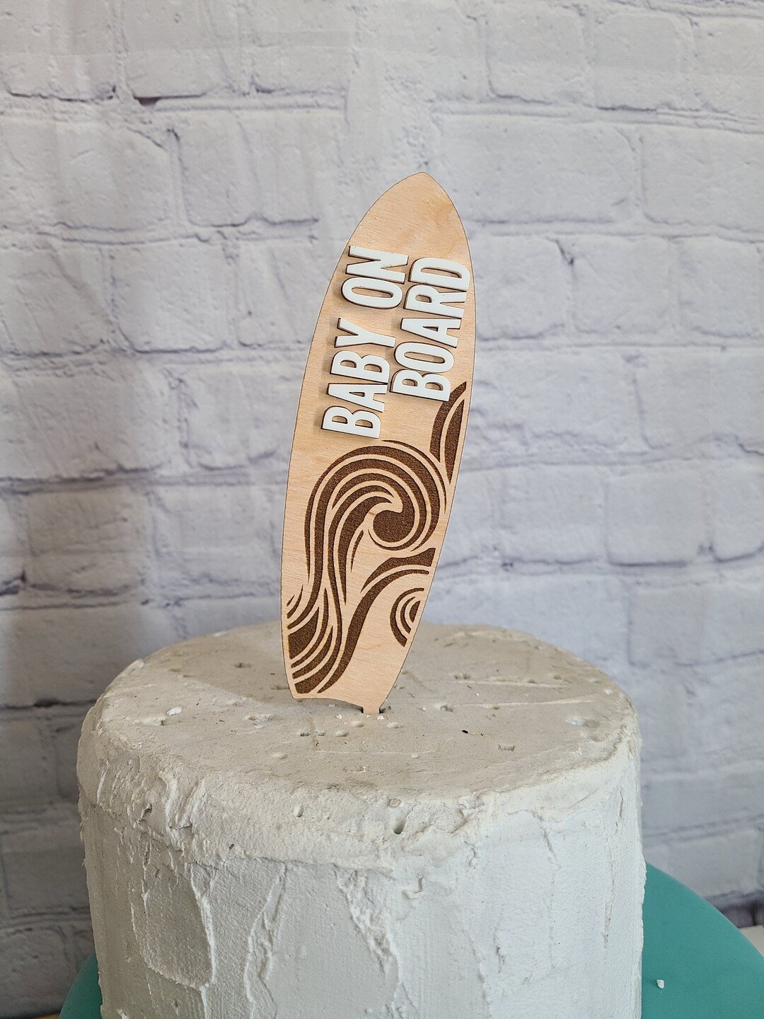 SURFING CAKE TOPPER Surfer Baby on Baby Baby Shower Cake Surf Topper ...