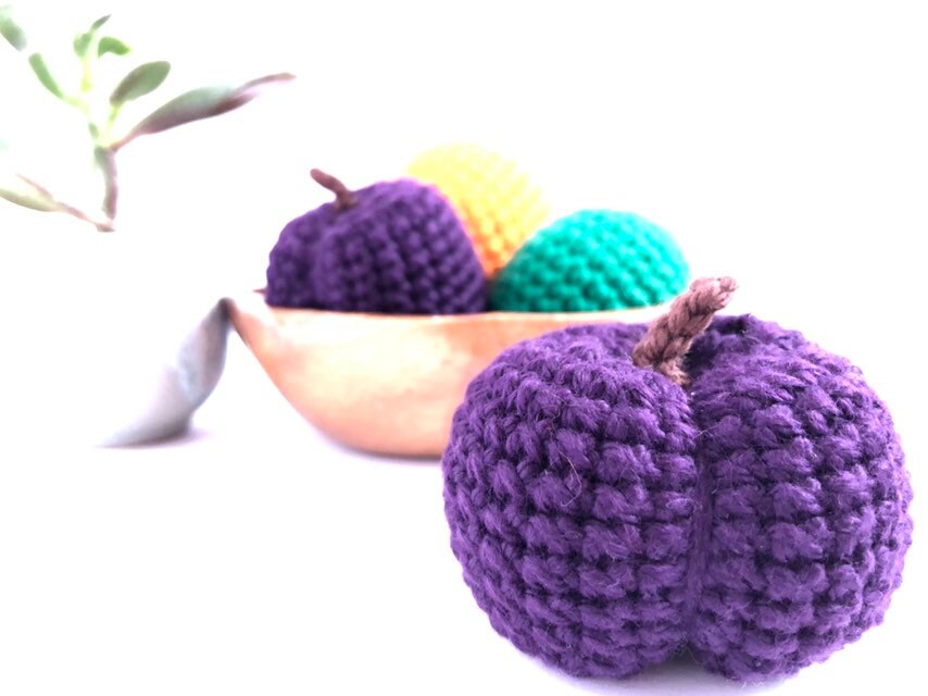 Crochet Plum Soft Plum Toy Pretend Play Food Kitchen Play Food - Etsy