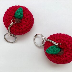 Crochet Apple Key Chain Gift Idea for Teacher Apple Zipper Charm Apple ...