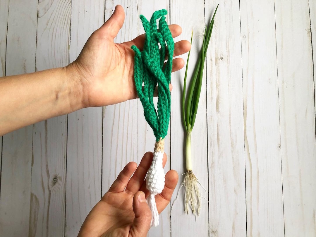 Cotton Crochet Onion Spring Onion Soft Toy for Play Kitchen Montessori ...