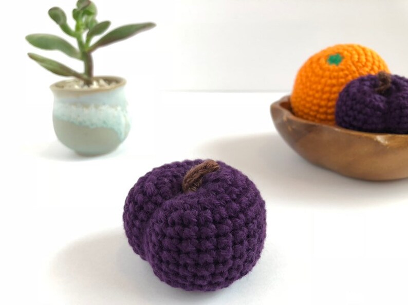 Crochet Plum Soft Plum Toy Pretend Play Food Kitchen Play Food - Etsy