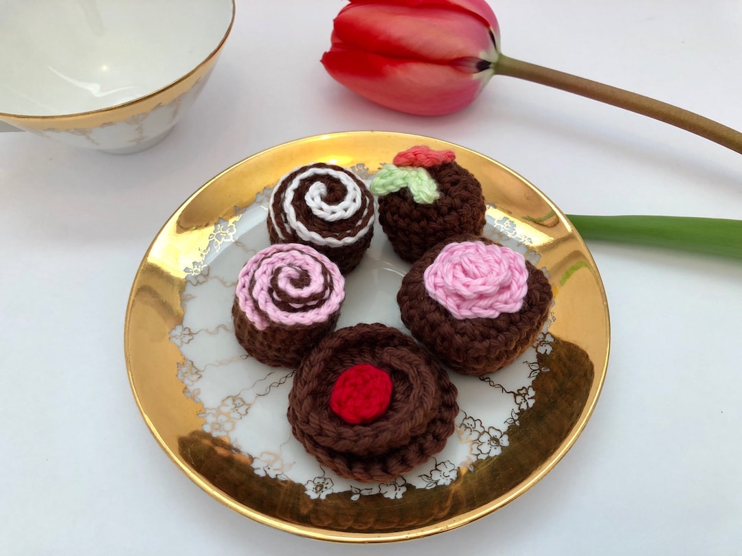 Crochet Chocolate Candy Set of 5 Crocheted Sweets Candy Toy Amigurumi ...