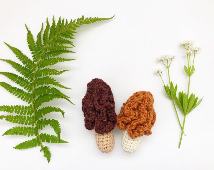 Crocheted Morel Crocheted Mushroom Morel Soft Toy Morel Plushie Pretend ...