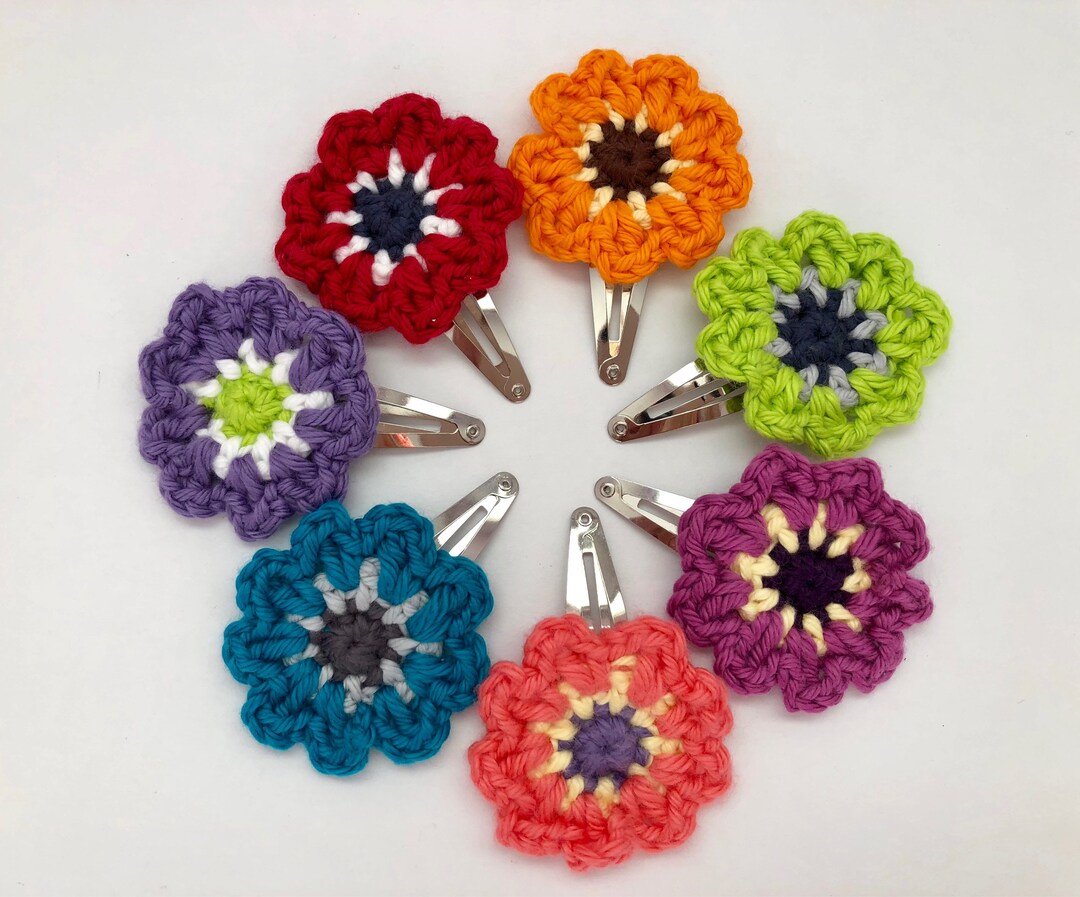 Flower Hair Clip Crochet Hair Snap Clip Handmade Hair Clip Floral Hair ...