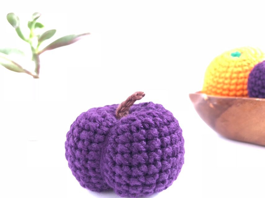 Crochet Plum Soft Plum Toy Pretend Play Food Kitchen Play Food | Etsy