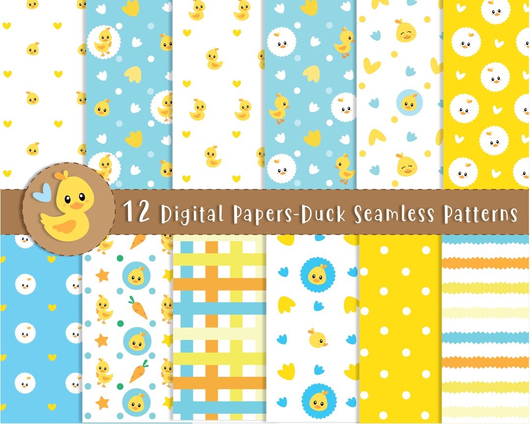 Yellow Duck Seamless Wallpaper, SVG. PNG, Baby Duck, Rubber Ducky ...