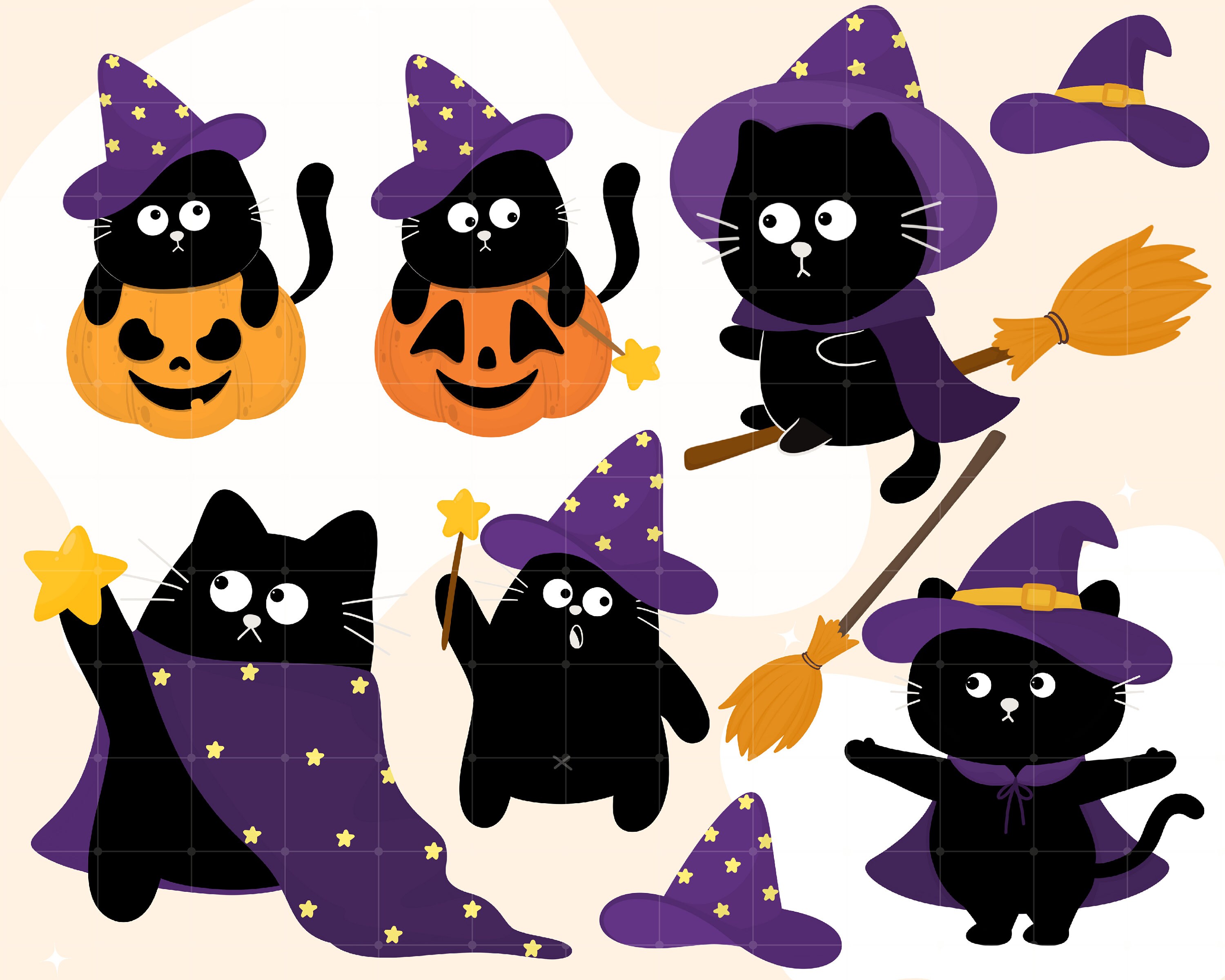Magic Black Cats, Black Cat PNG, Halloween Clipart, Cat Clipart ...