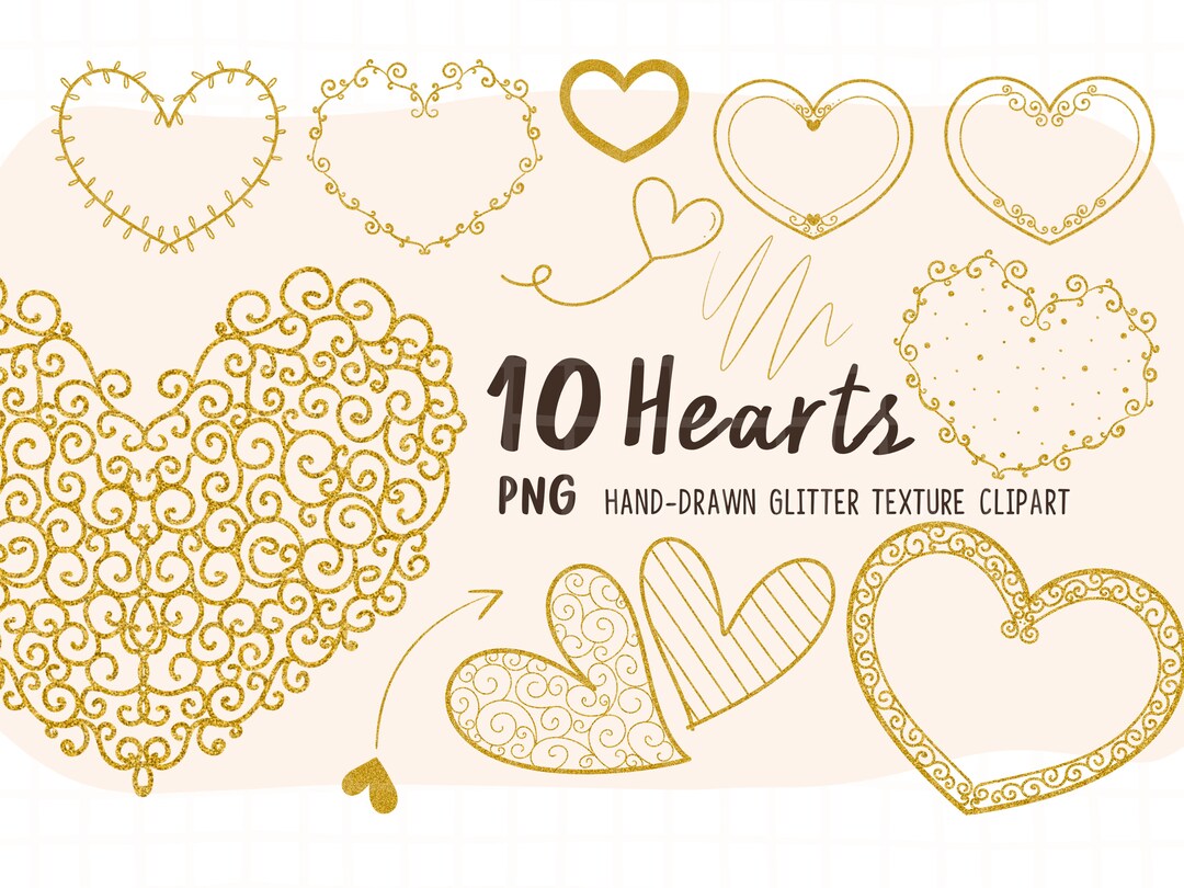 Heart Clipart, Glitter Clipart, Heart Shape, Gold Glitter, Gold Design ...