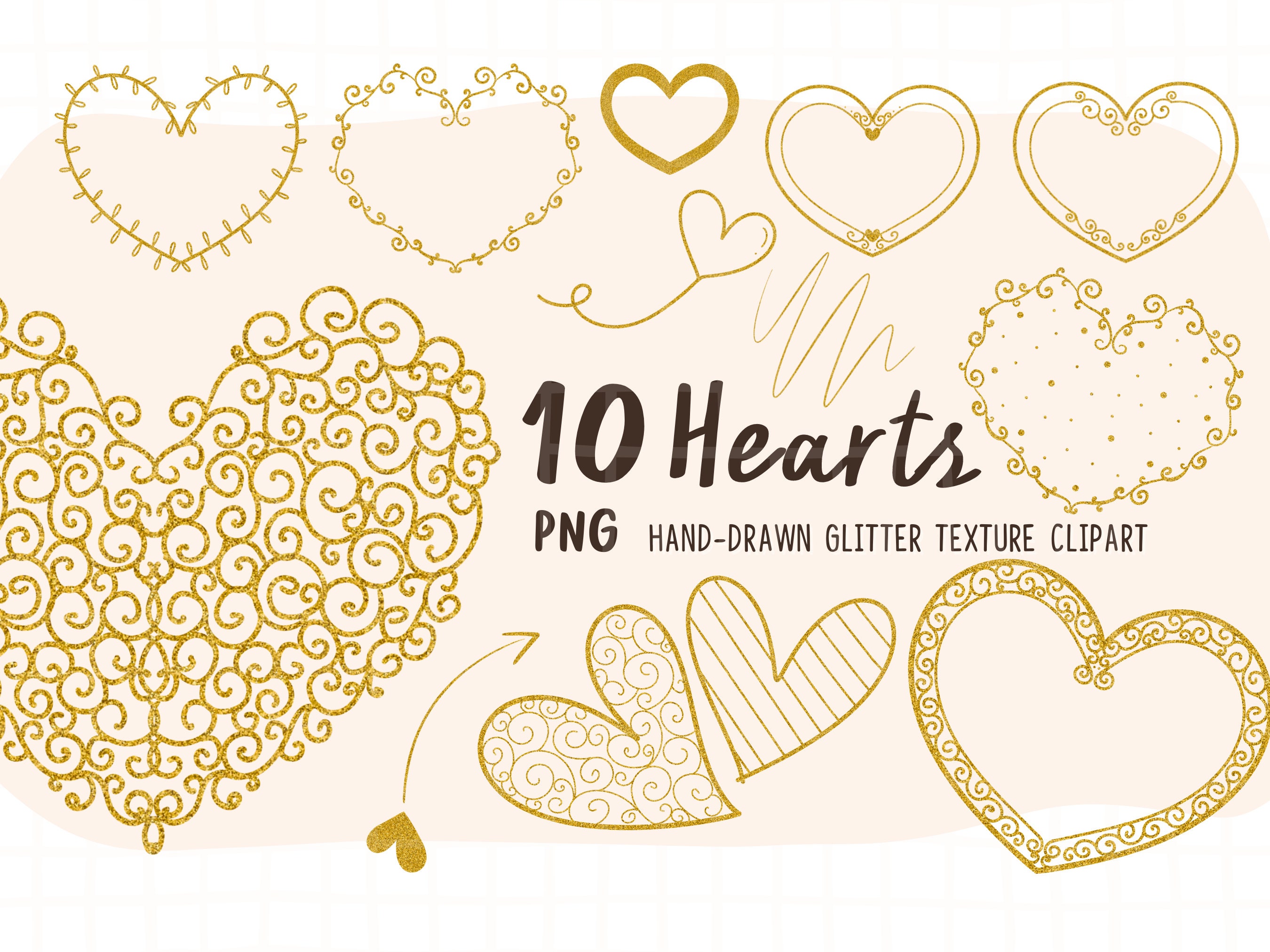Heart Clipart, Glitter Clipart, Heart Shape, Gold Glitter, Gold Design ...