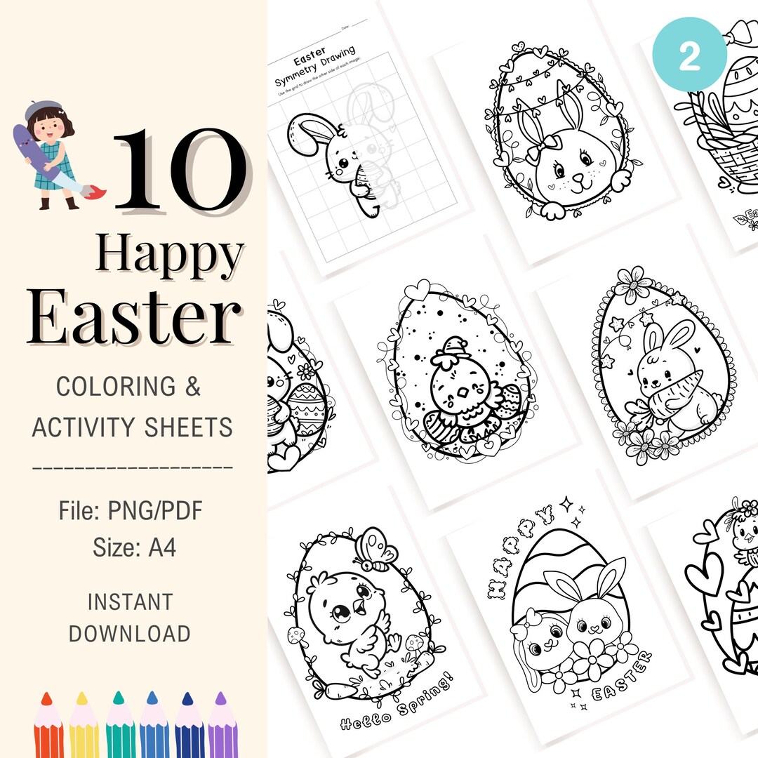 Easter Egg Coloring Pages, Spring Coloring Pages, Cute Easter Rabbit ...