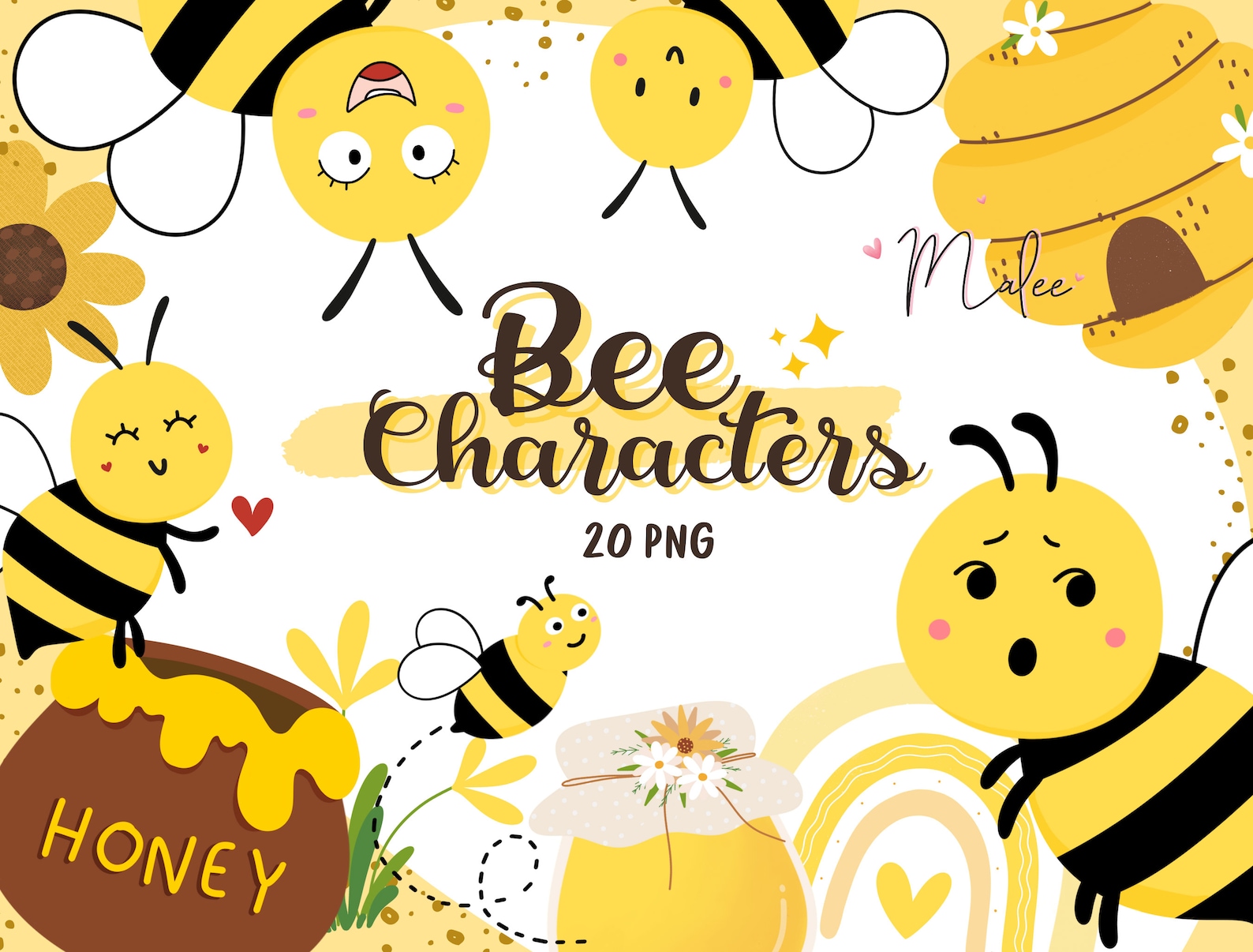 Bee Clipart Bee and Honey Characters Clipart Bumble Bee - Etsy