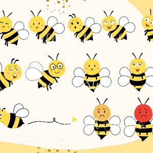 Bee Clipart Bee and Honey Characters Clipart Bumble Bee - Etsy