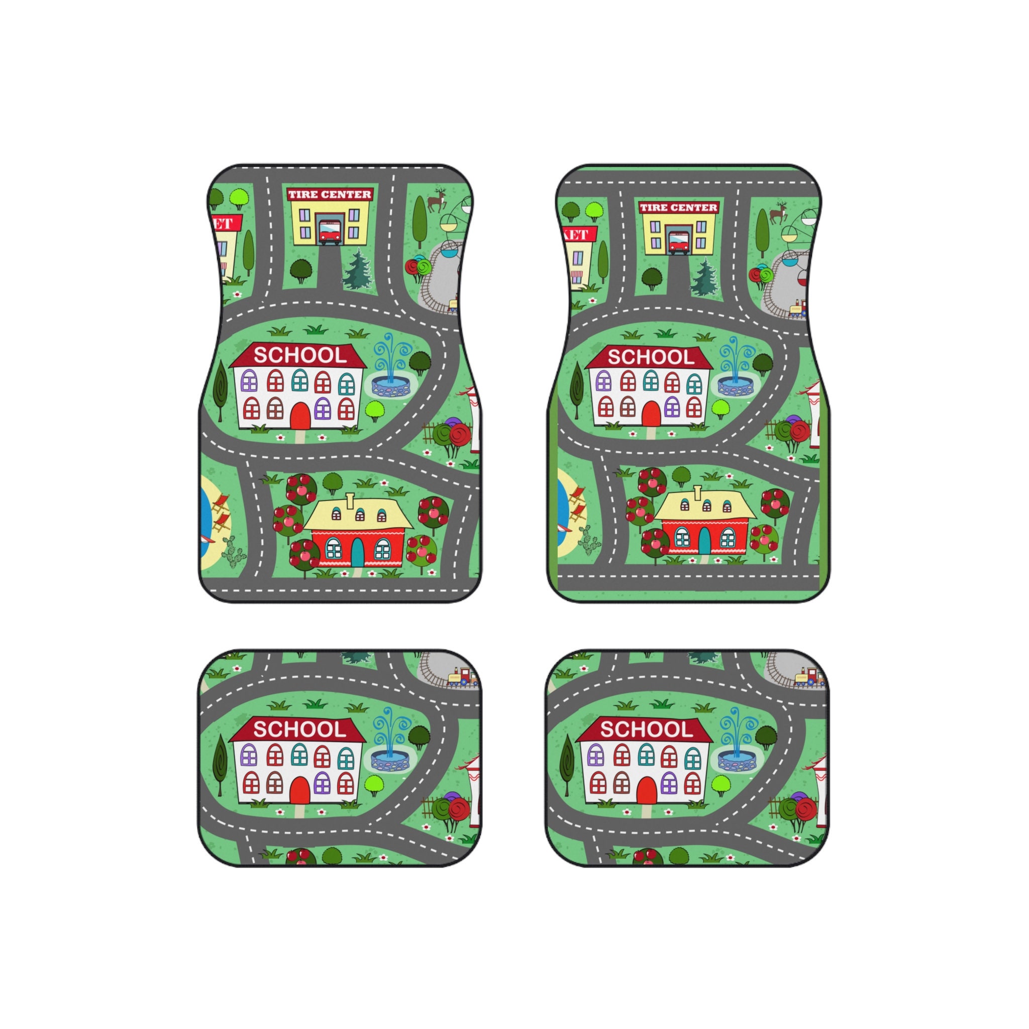 Car Mats (set of 4), Kids Playroom City Streets Rug - Etsy