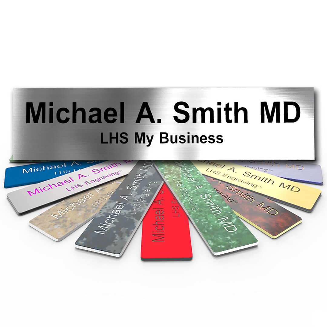 Personalized Engraved Office Desk Nameplate, Brushed Silver Plastic - Etsy