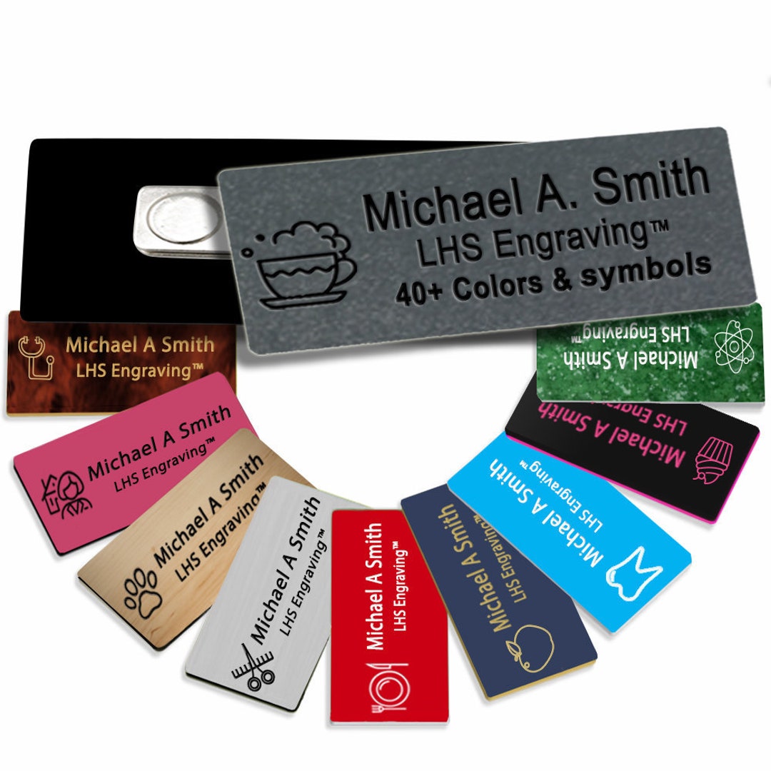 Business Name Tag for Work Custom Engraved Textured Nickel Plastic ...