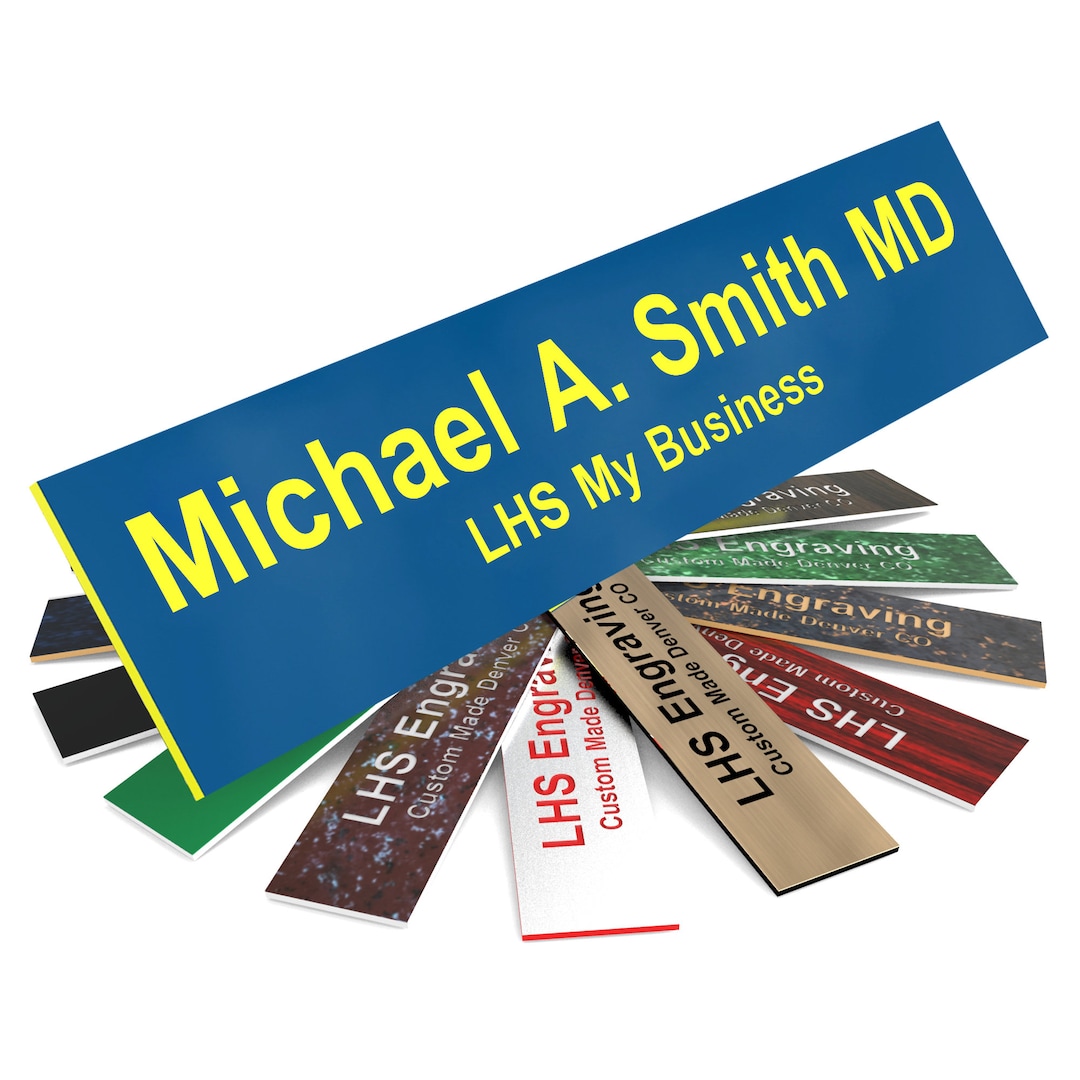Custom Office Desk Sign, Personalized Plastic Name Plate, Made in USA ...