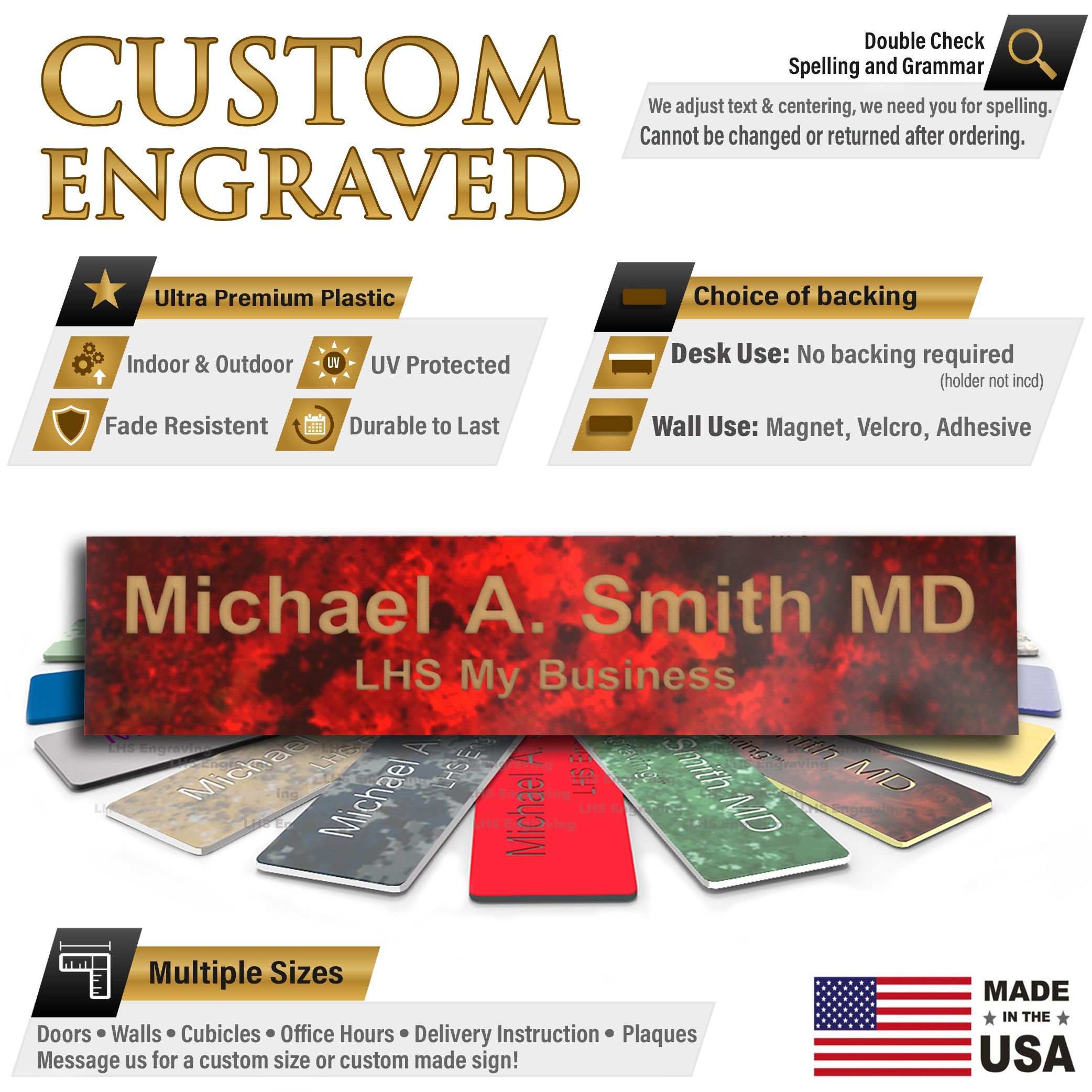 Custom Desk Sign Personalized office Wall Sign Rustico Granite | Etsy