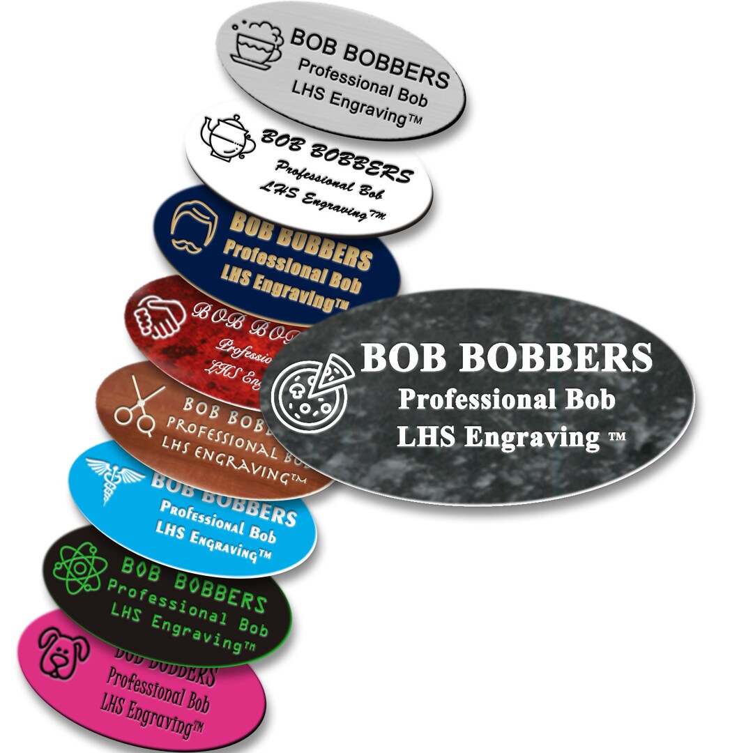 Custom Engraved Business Name Tag – Mojave Black Plastic, Made in USA ...