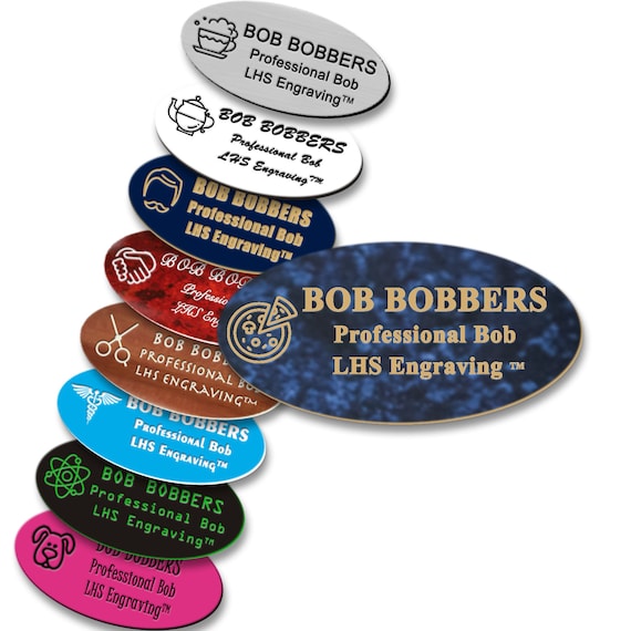 Oval Employee Name Tag for Work Custom Engraved Celestial | Etsy