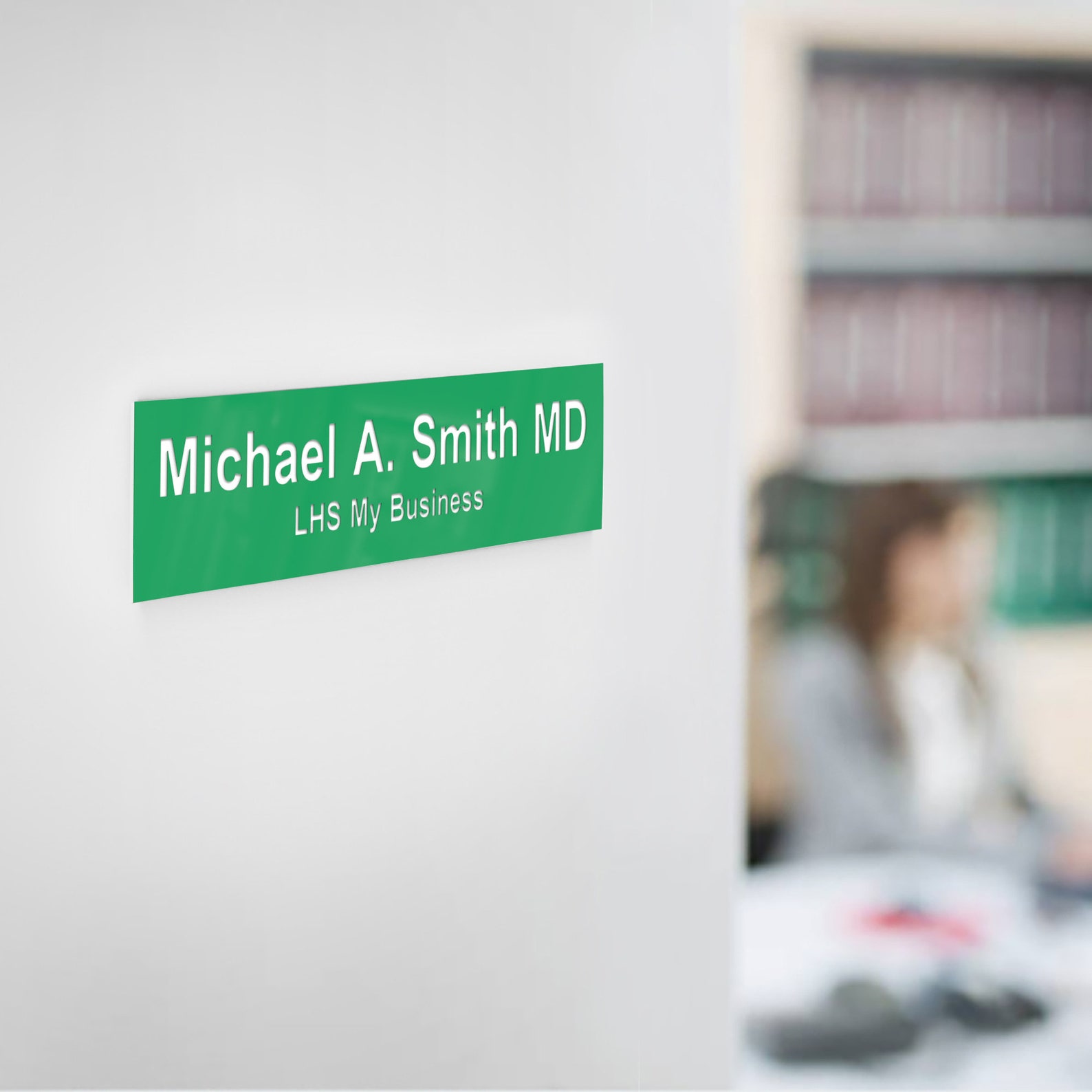 Engraved Nameplate Reception Desk Sign Plate Green Plastic | Etsy