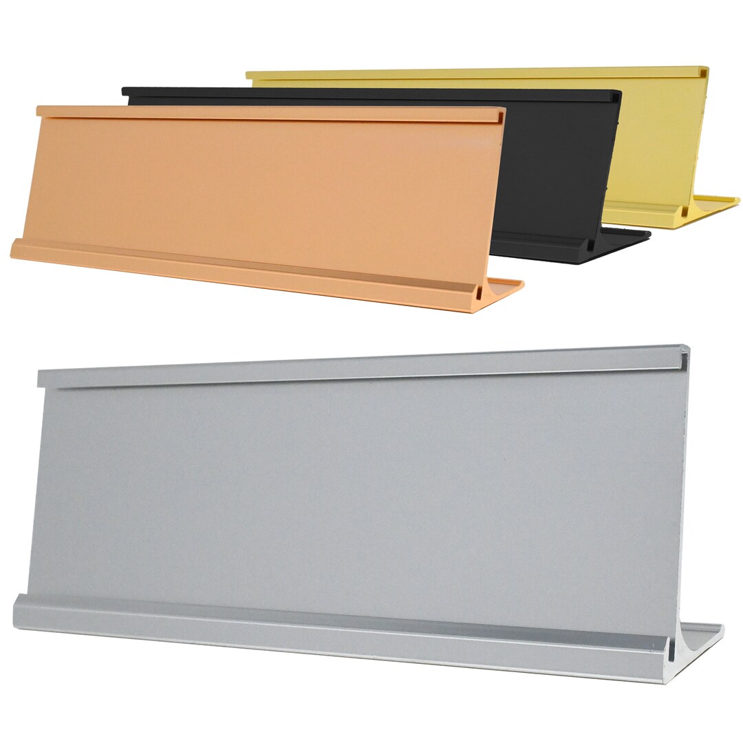 Desk Nameplate Holder Silver Aluminum for 2x8 Custom Name Plate Signs ...