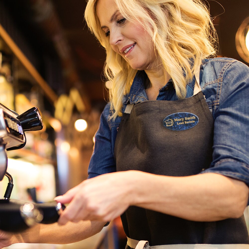 Oval Employee Name Tag for Work Custom Engraved Celestial | Etsy