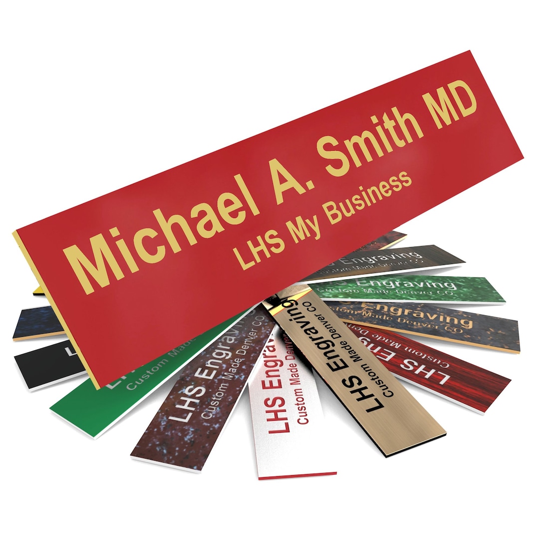 Personalized Engraved Office Door Sign: Red Plastic With Gold Lettering ...