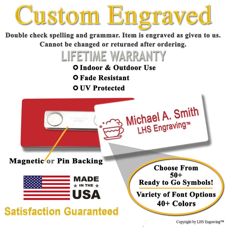 Business Name Tag for Work Custom Engraved Professional | Etsy