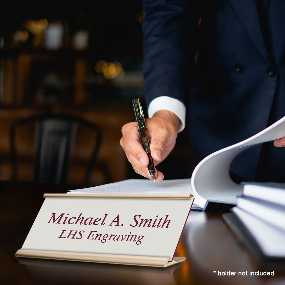 Custom Office Desk Nameplate Reception Desk Signage Light Gray - Etsy