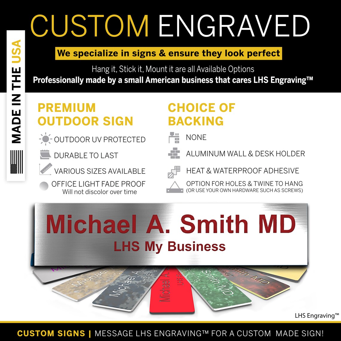 Custom Door Sign Personalized Office Name Plate Brushed Silver - Etsy