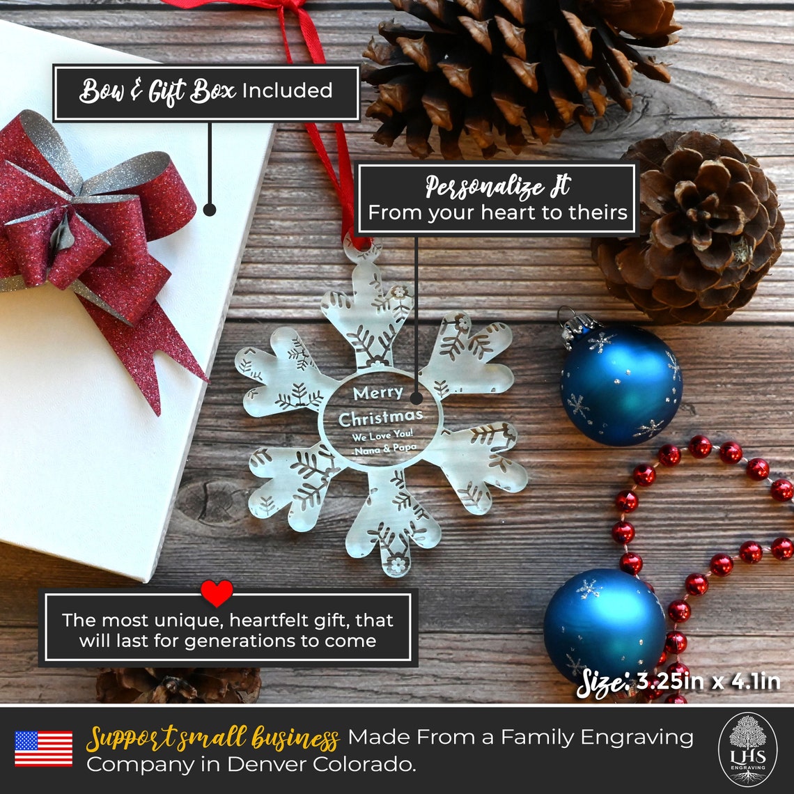 Custom Christmas Ornament Personalized Snowflake Christmas - Etsy