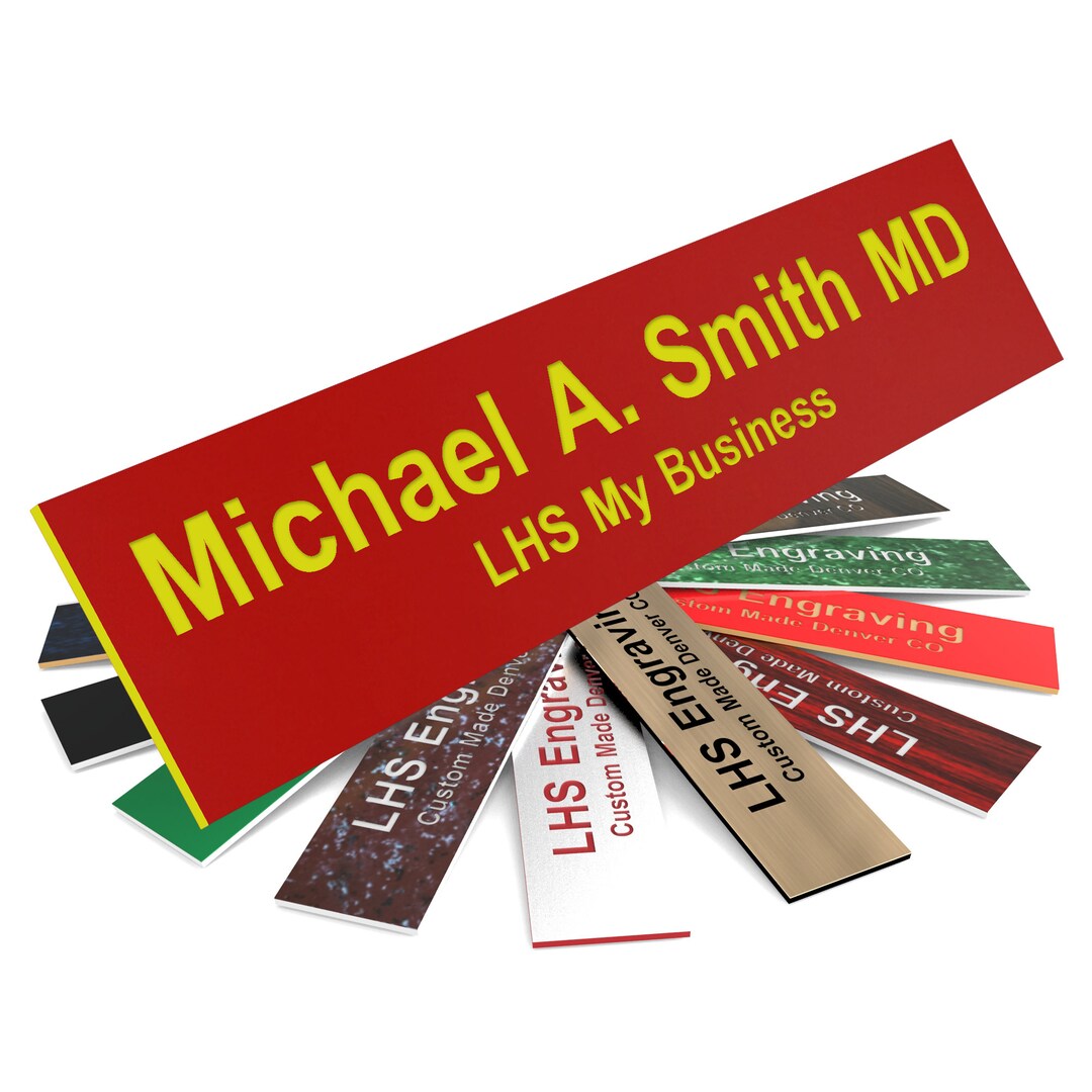 Custom Door Sign Personalized Office Name Plate Red Plastic With Yellow ...