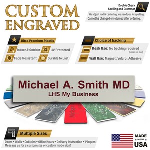 Custom Office Desk Nameplate Reception Desk Signage Light Gray Plastic ...