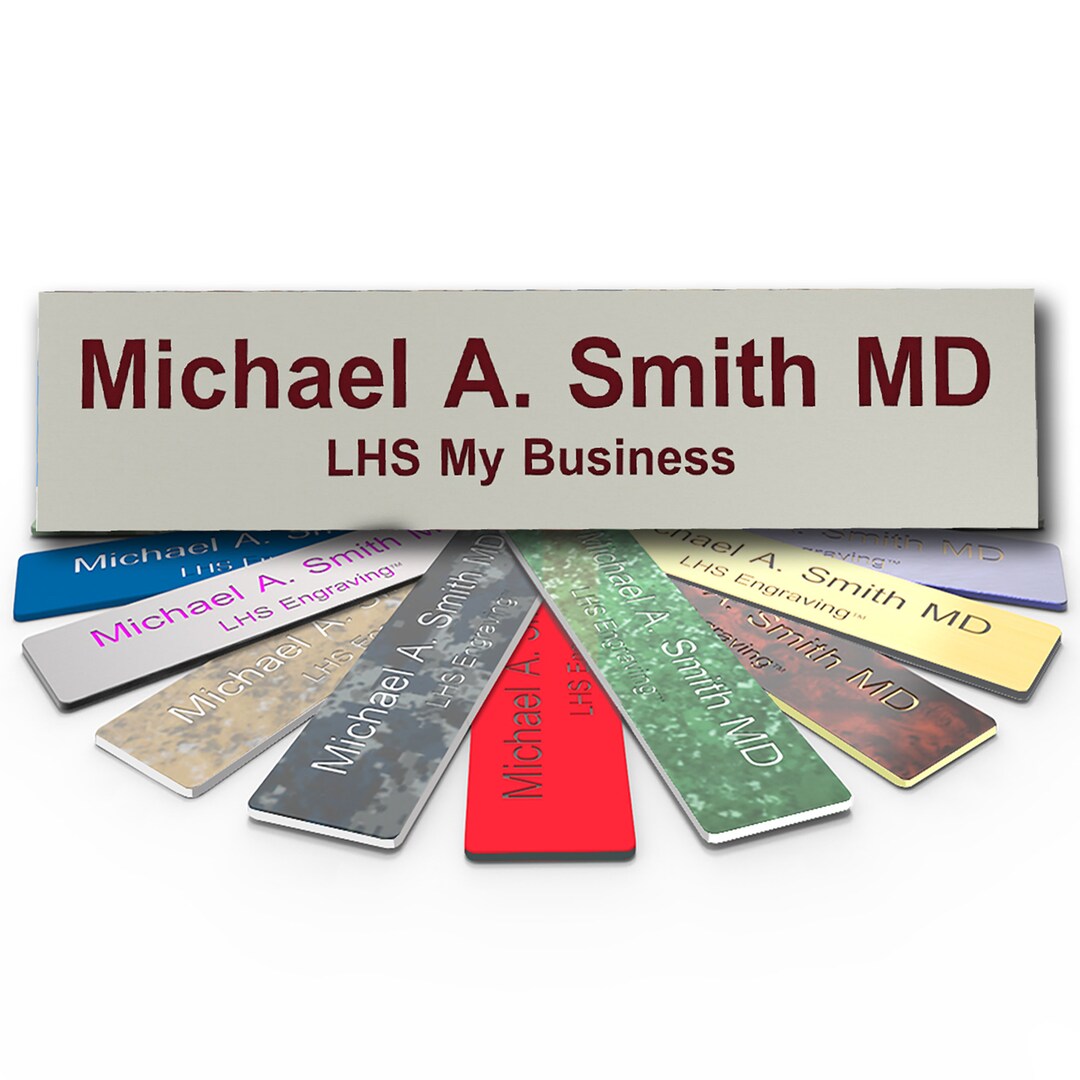 Custom Office Desk Nameplate Reception Desk Signage Light Gray Plastic ...