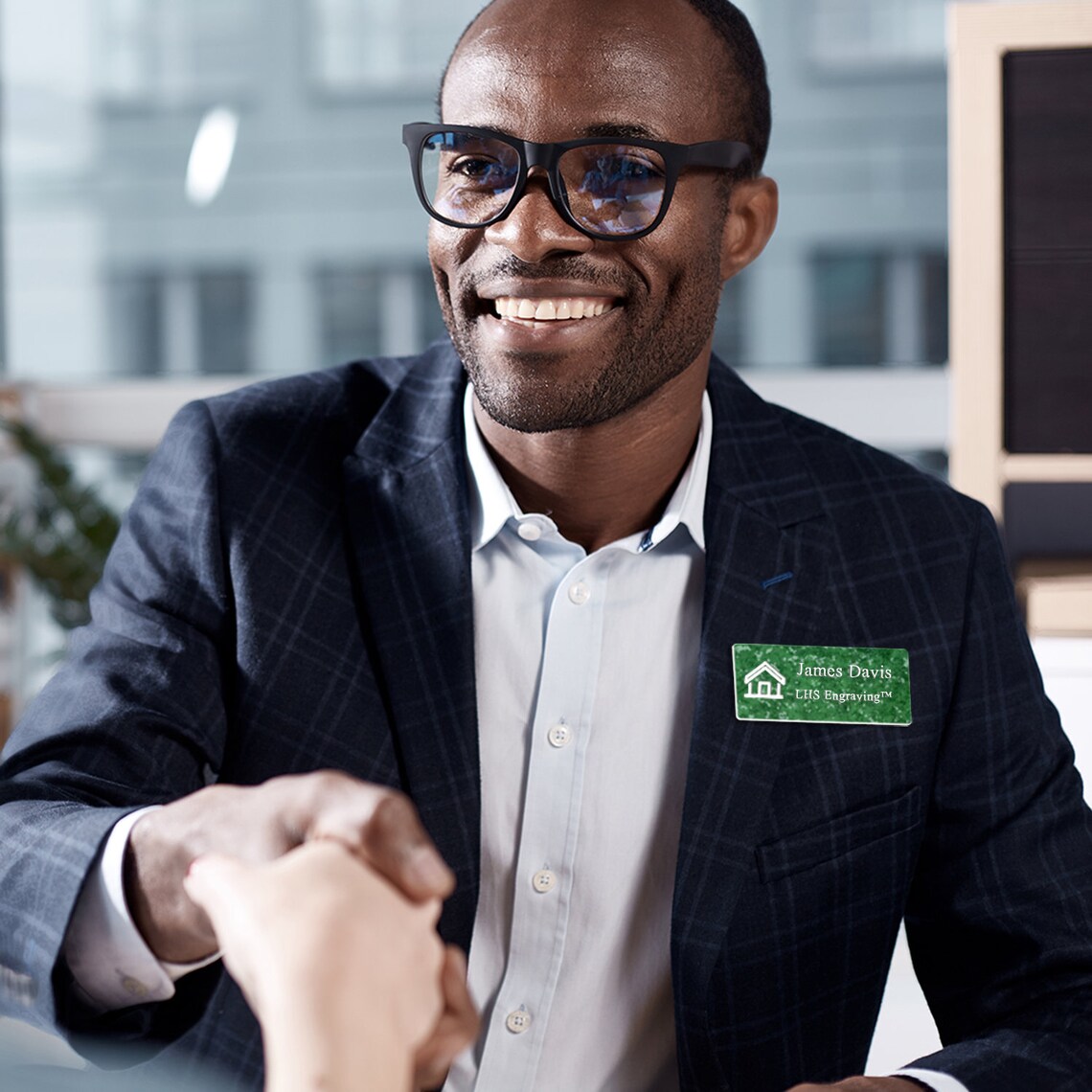 Business Name Tag for Work Custom Engraved Verde Green | Etsy