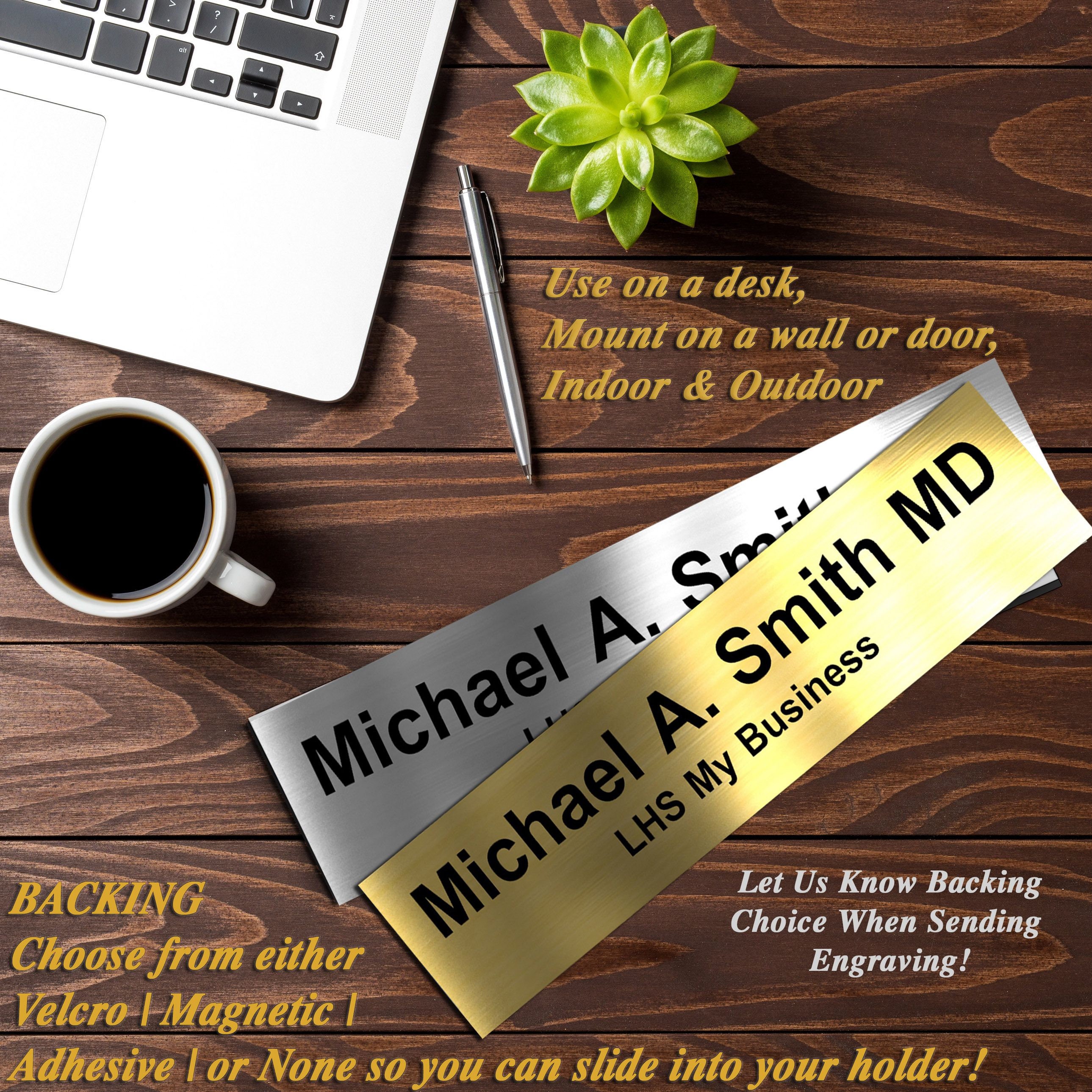 Engraved Desk Plaque Personalized office Wall Sign Brushed - Etsy España