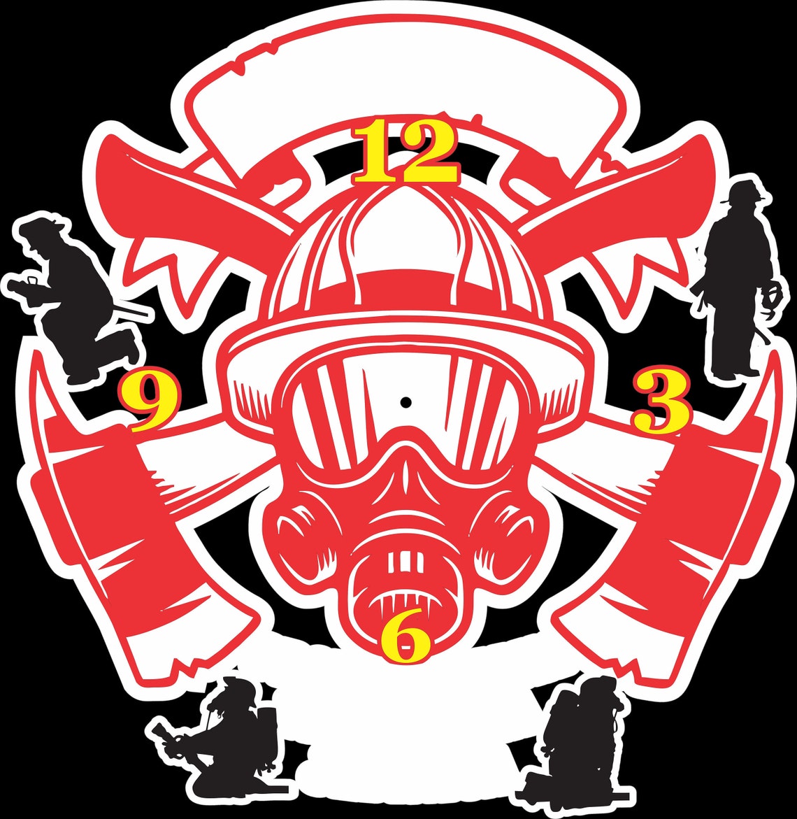 Firefighters Clock Files for Engraving Laser Cut CNC - Etsy