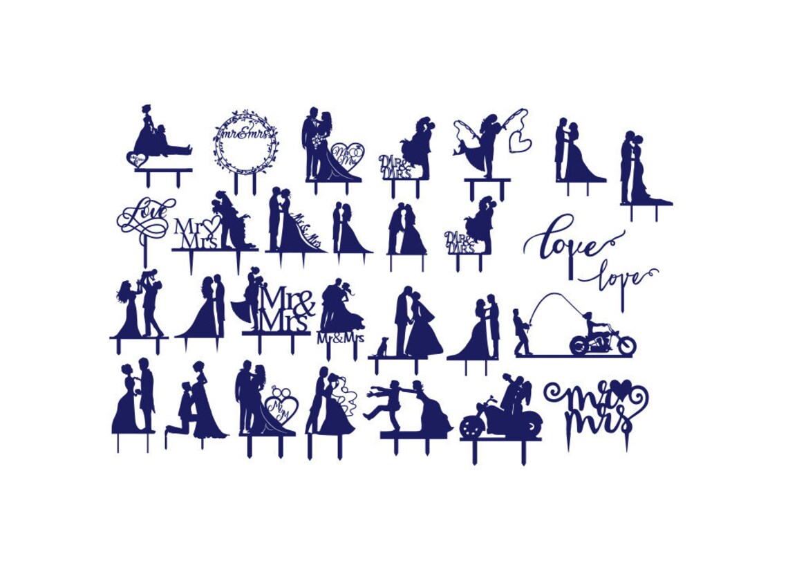 29 Cake Toppers Vector Files for Engraving Laser Cut CNC - Etsy