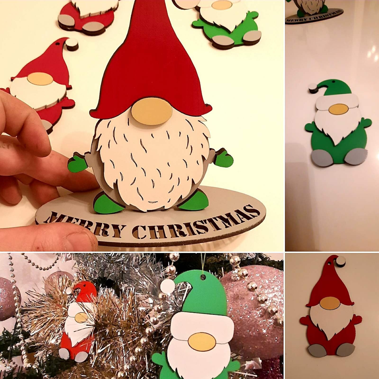 6 Gnome Christmas Ornaments Laser Cut CNC Files for - Etsy
