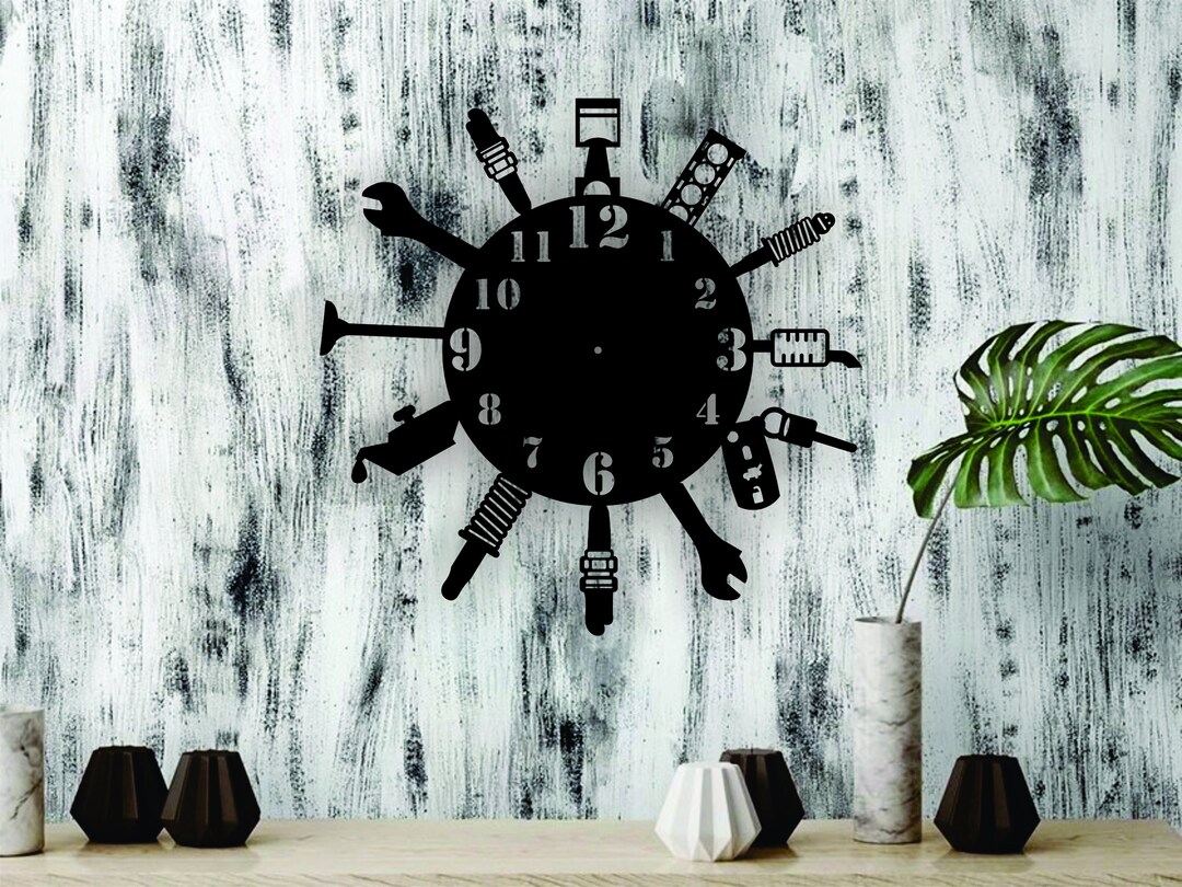 Auto Mechanic Wall Clock, Files for Engraving, Laser Cut, CNC, INSTANT ...