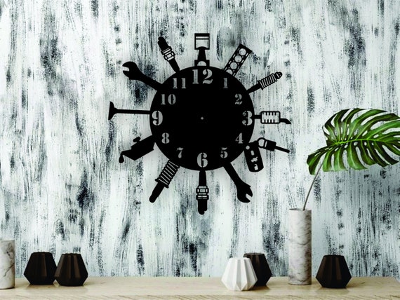 Auto Mechanic Wall Clock Files for Engraving Laser Cut CNC - Etsy
