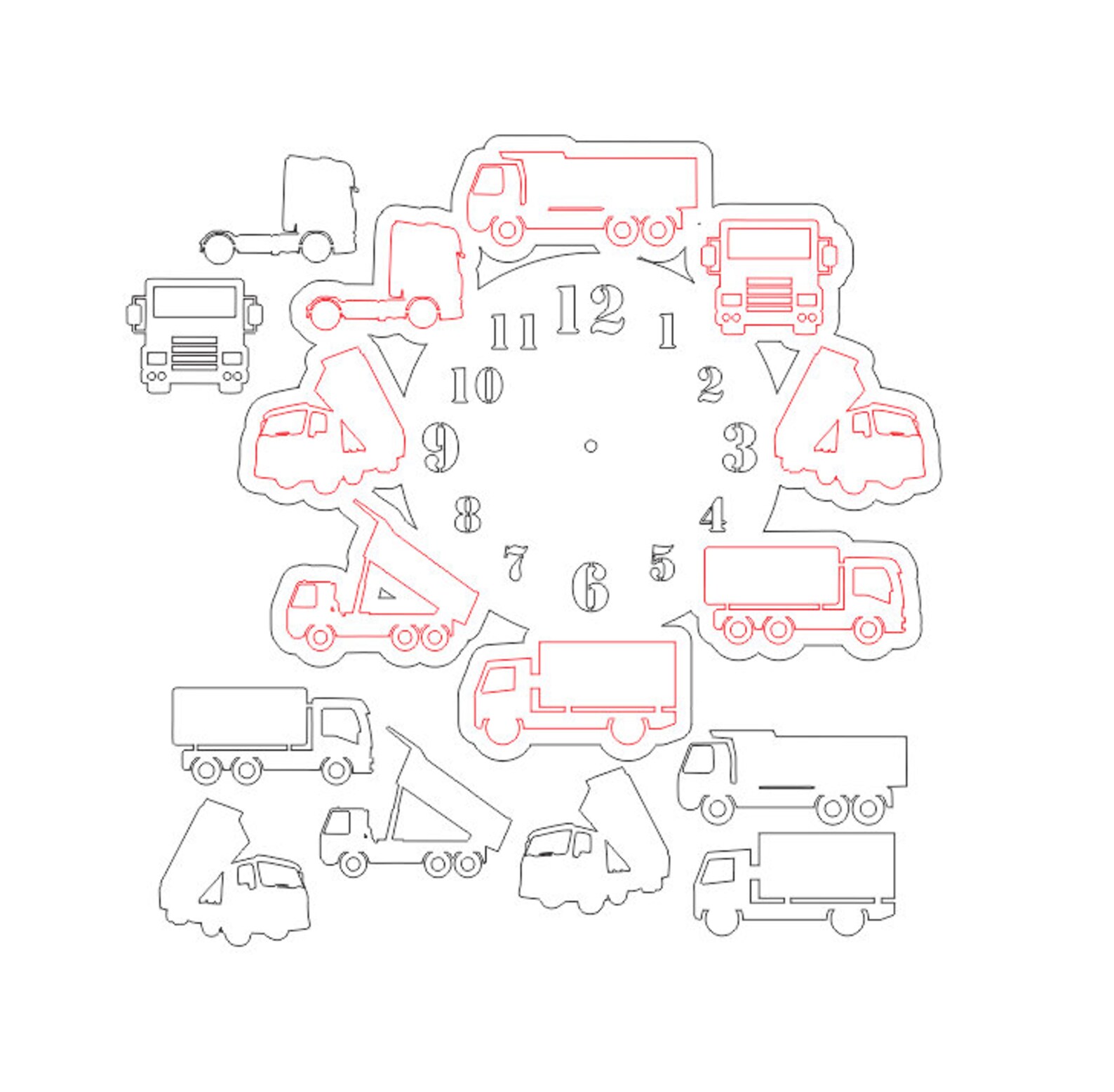 Truck Clock Files for Engraving Laser Cut CNC INSTANT - Etsy